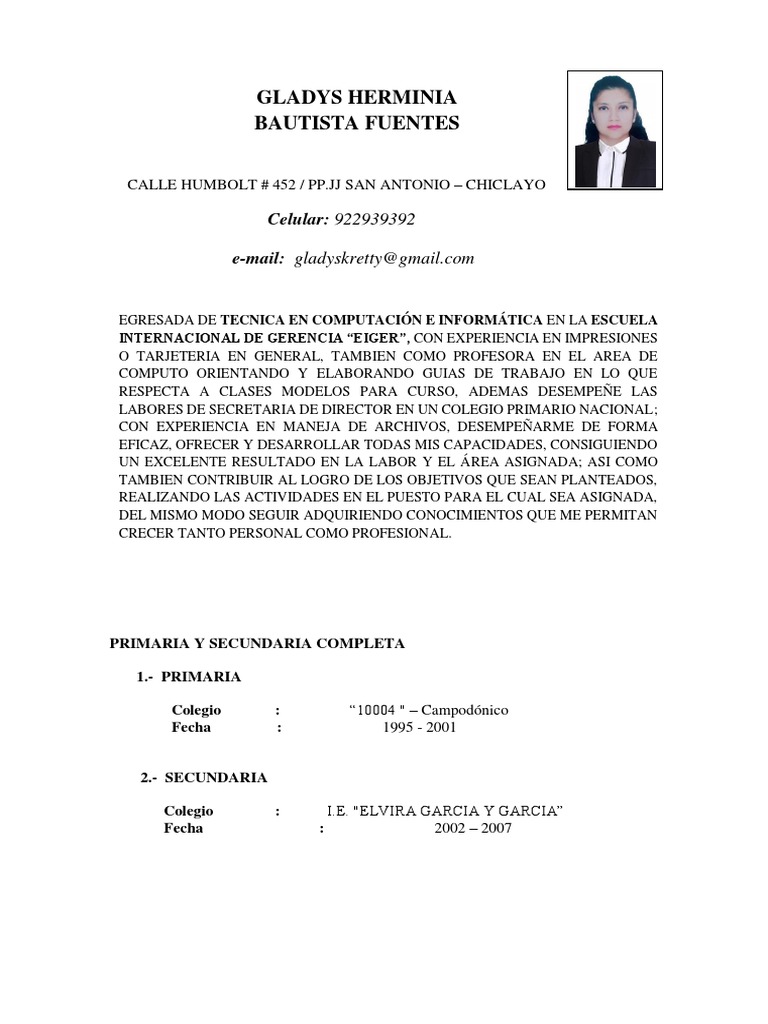 CV Gladys PDF | PDF | Software | Informática