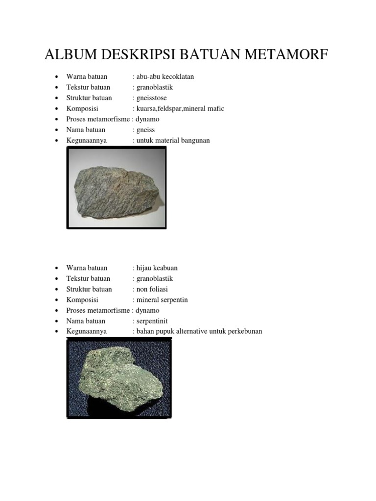 ALBUM DESKRIPSI BATUAN METAMORF Tugas Windi | PDF