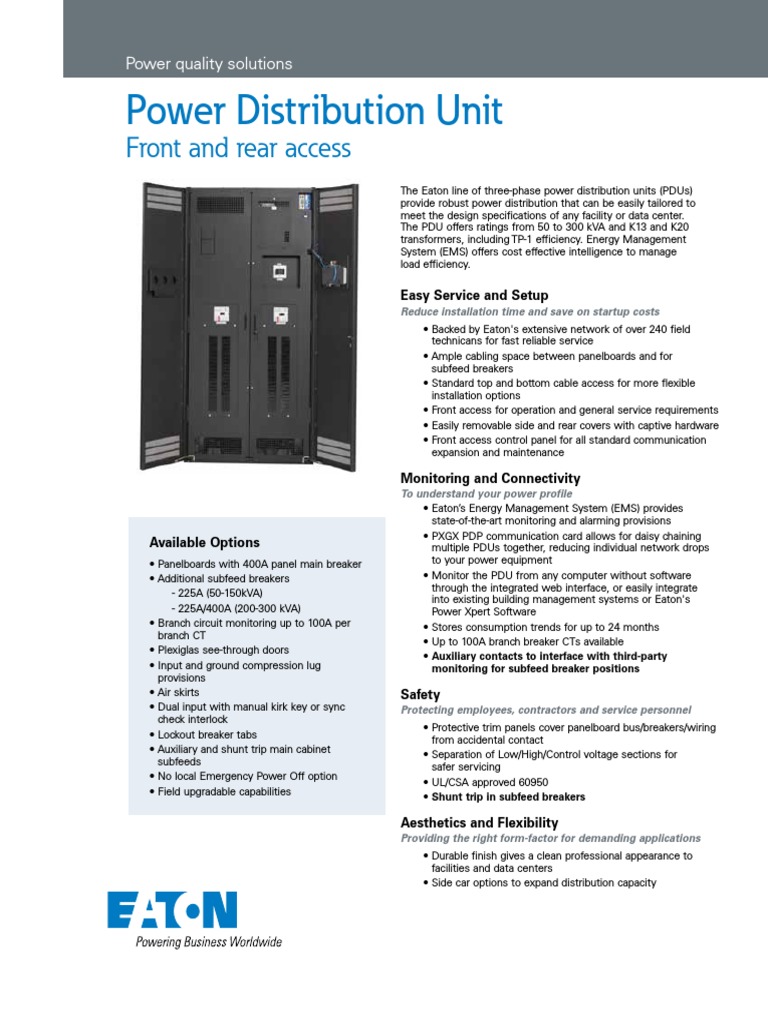 FrontRear Access PDU DataSheet | PDF | Transformer | Electric Power ...