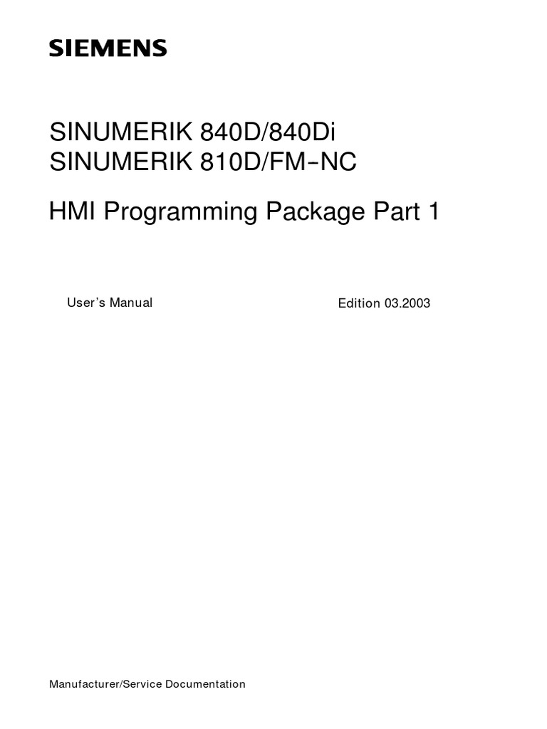 SINUMERIK 840D - 840di SINUMERIK 810D - FM - NC HMI PDF | PDF | User Interface | Computer ...