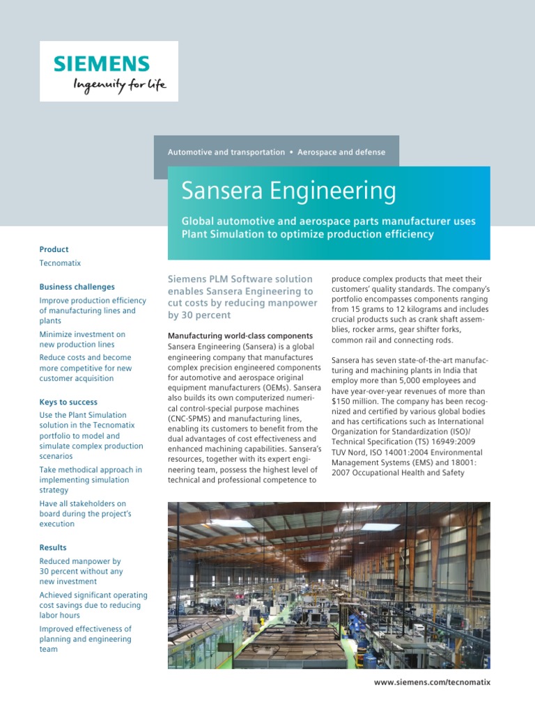 Siemens PLM Sansera Engineering Tecnomatix | Download Free PDF ...