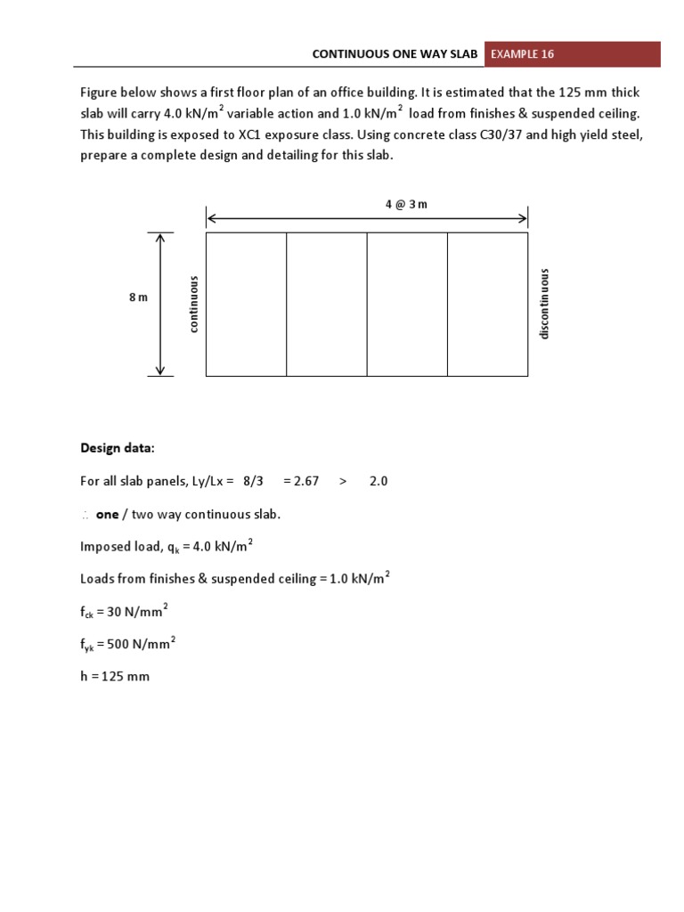 Design and Detailing of a Continuous One-Way Reinforced Concrete Slab ...