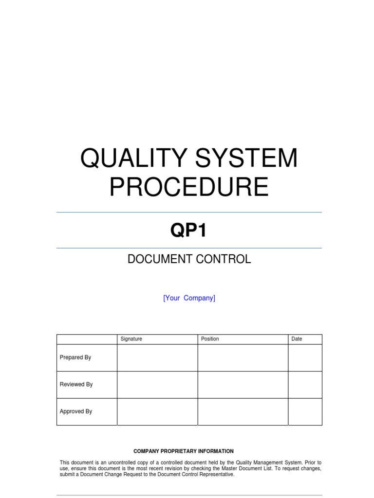 Document Control Procedure Example | Document | Specification ...