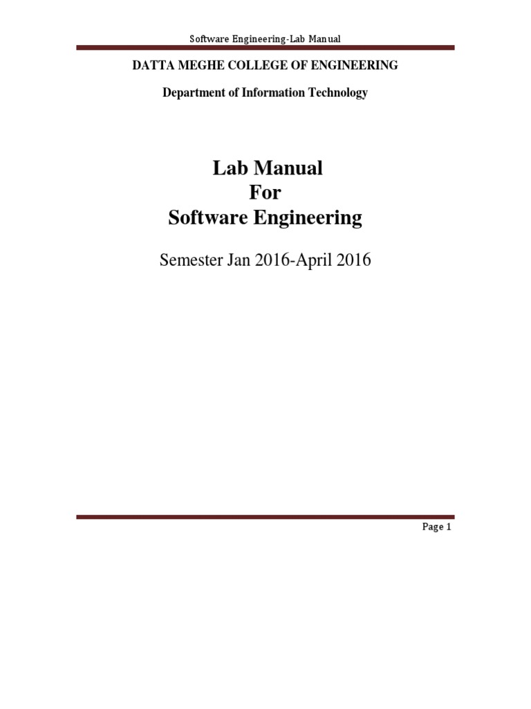 Software Engineering Lab Manual Guide | PDF | Data Model | Automated ...