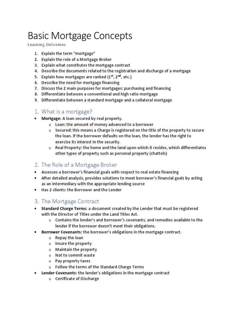 Basic Mortgage Concepts | PDF | Mortgage Loan | Loan To Value Ratio
