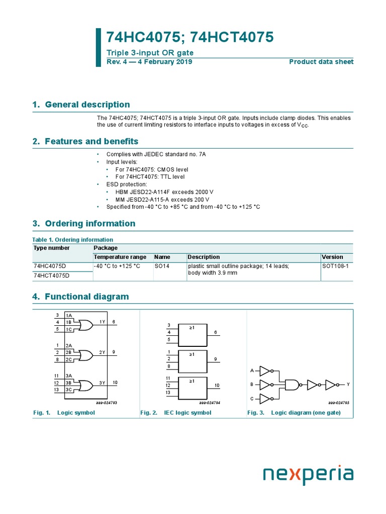 74HC4075 74HCT4075: 1. General Description | PDF | Logic Gate ...