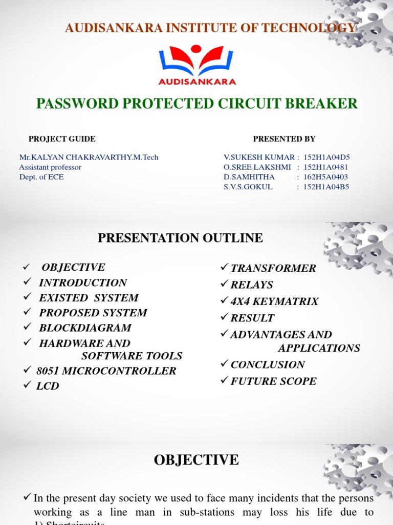 Password Protected Circuit Breaker: Audisankara Institute of Technology ...