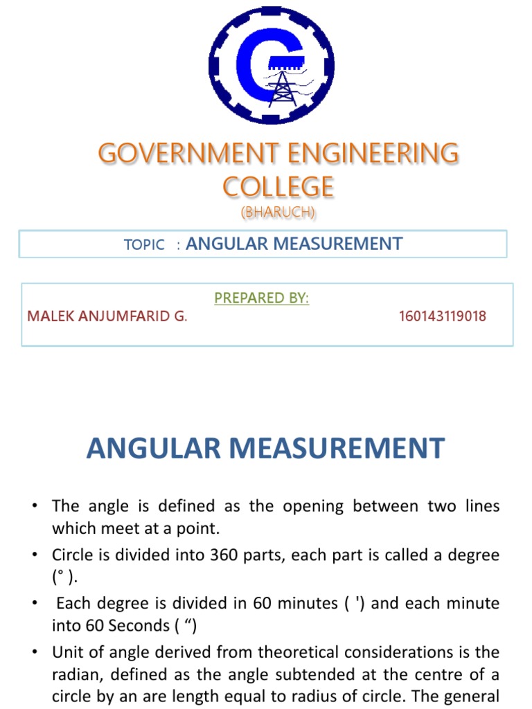 Government Engineering College: Angular Measurement | PDF | Angle ...