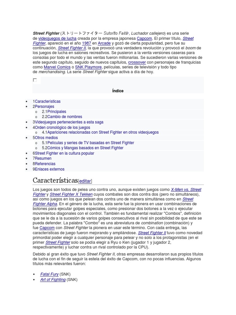 Street Fighter | PDF | Editores de videojuegos | Empresas de ...