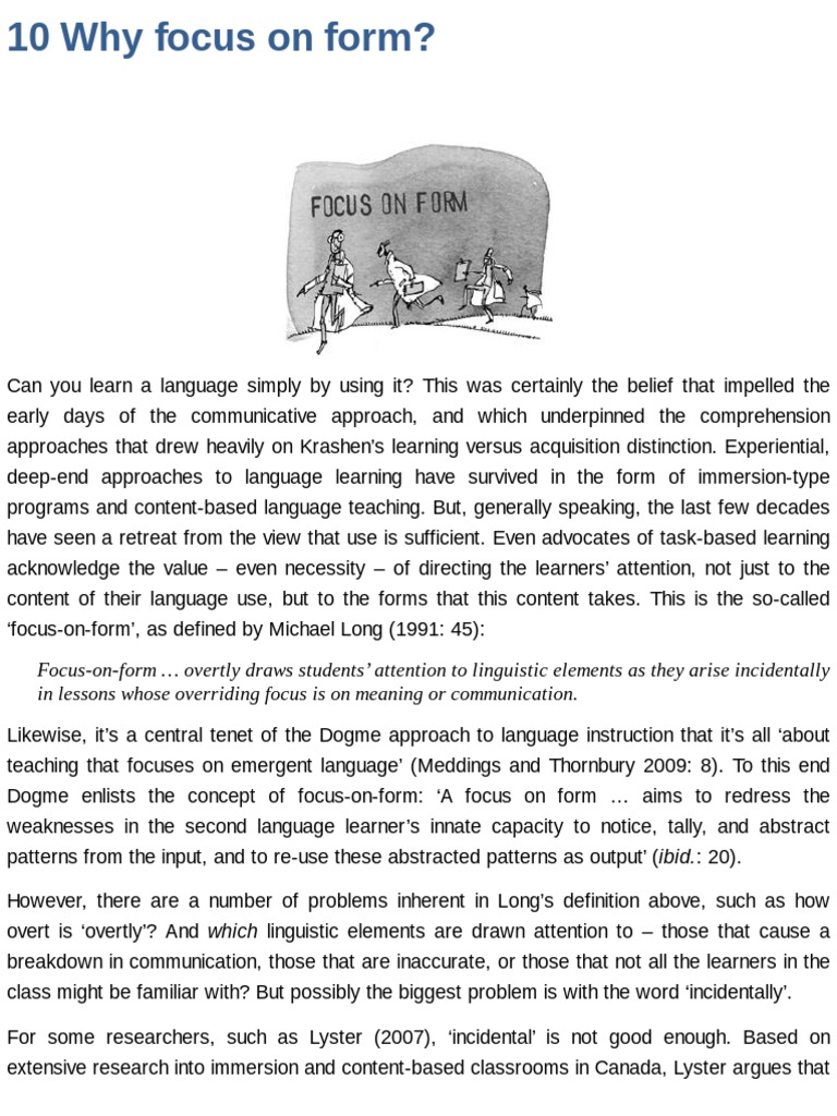 Focus On Form | PDF | Second Language | Attention