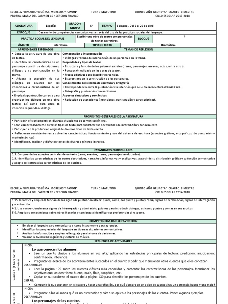 Planeacion Obra de Teatro | PDF | Educación primaria | Electricidad