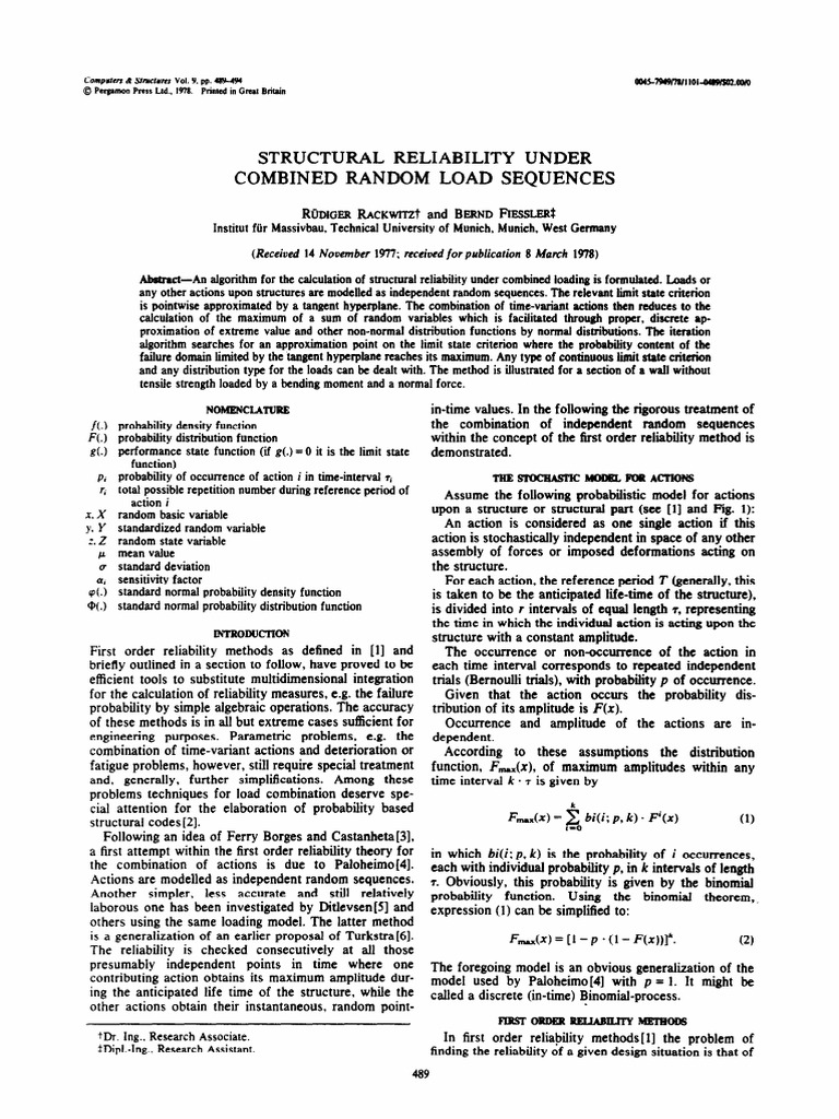 Structural Reliability Under Combined Random Load Sequences Pdf