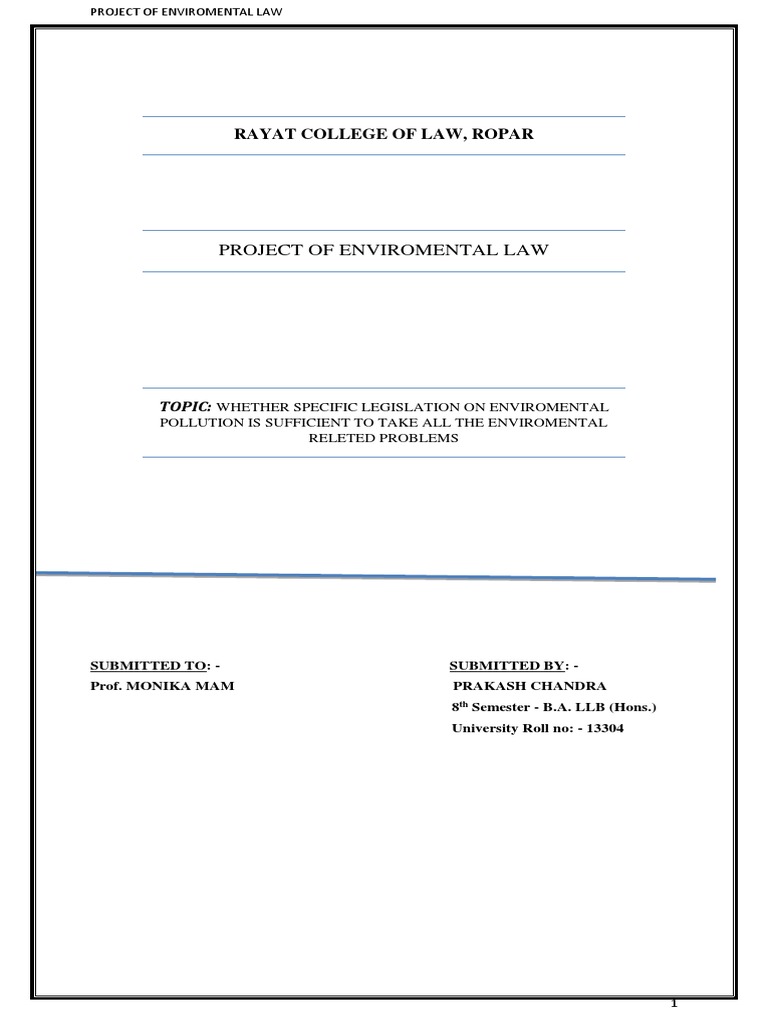 Project of Enviromental Law | PDF | Environmental Law | Pollution