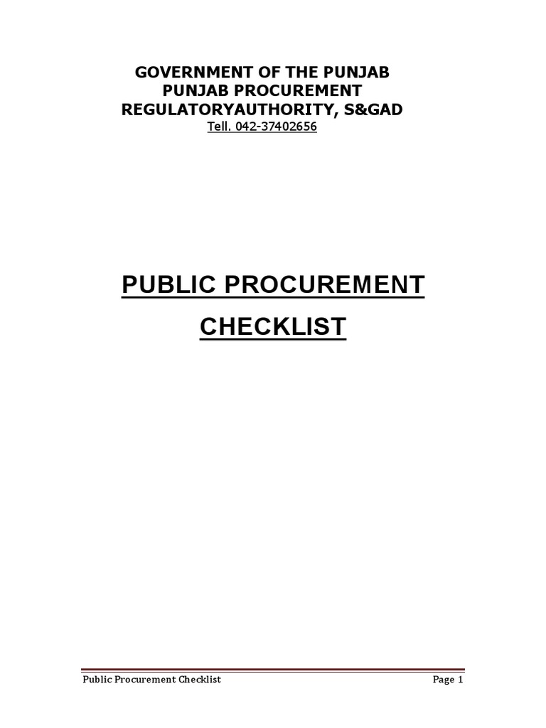 Public Procurement Checklist 07.11.2014 | PDF | Procurement ...