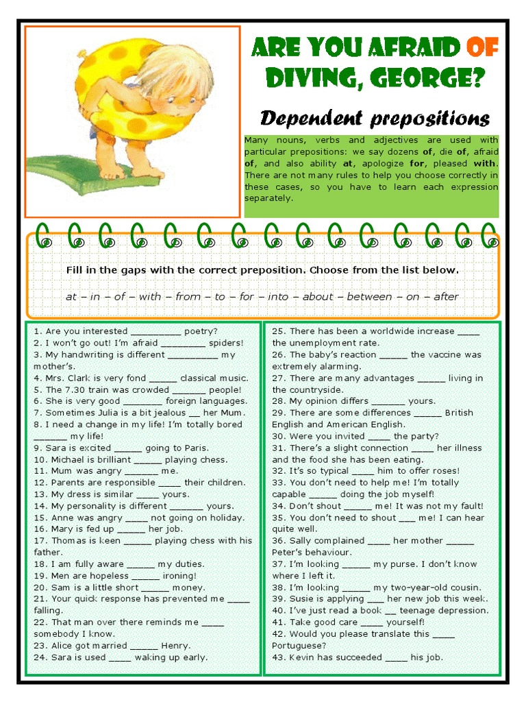 Dependent Prepositions | PDF | Preposition And Postposition | English ...