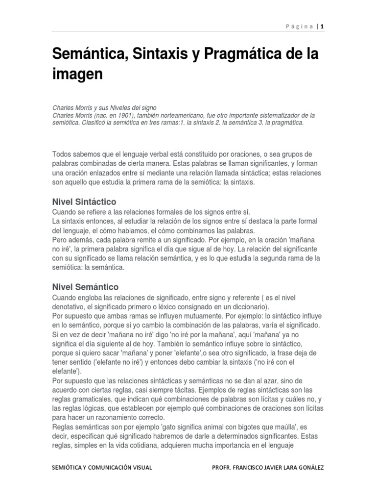Semántica, Sintaxis y Pragmática de La Imagen | PDF | Palabra | Sintaxis