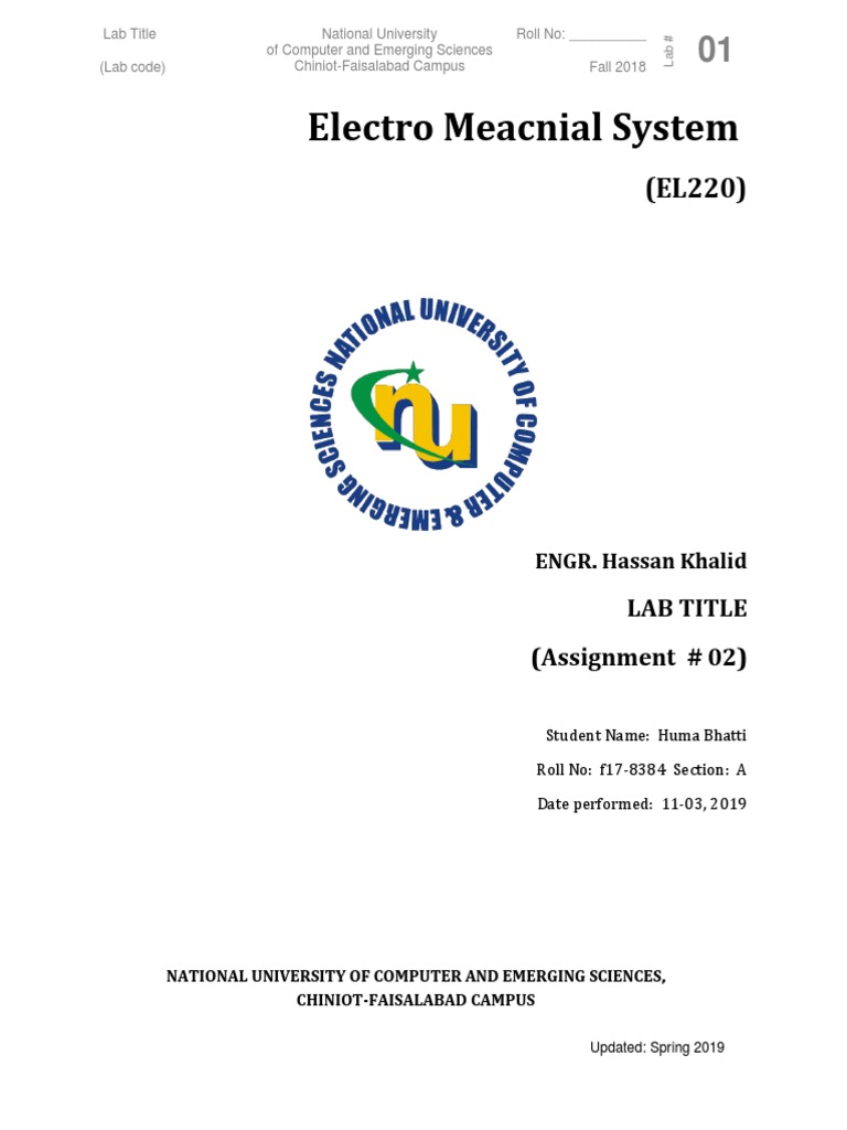 Assignment No2 Ems Lab | PDF | Electric Motor | Power (Physics)