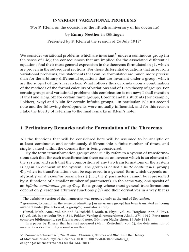 The Noether Theorems | PDF | Calculus Of Variations | Group (Mathematics)
