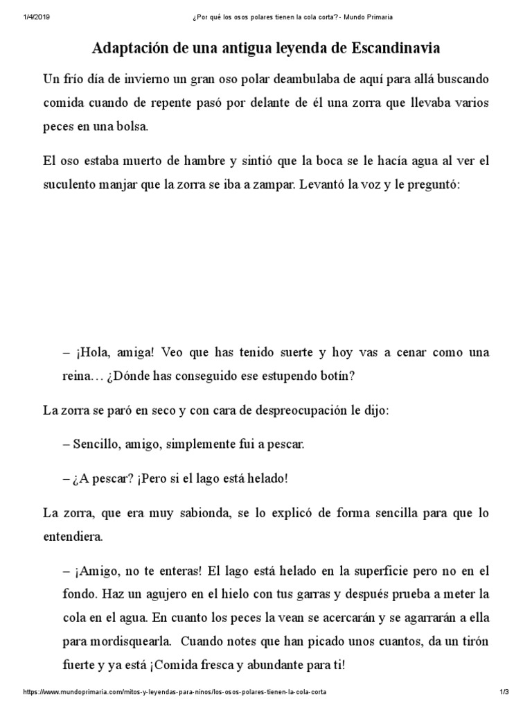 ¿Por Qué Los Osos Polares Tienen La Cola Corta - Mundo Primaria | PDF ...