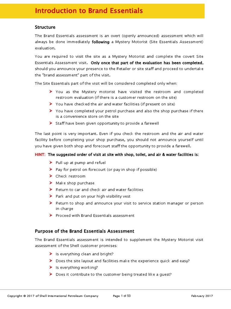 Shell Global SEA Brand Essentials Assessment - Assessor Manual - FINAL ...