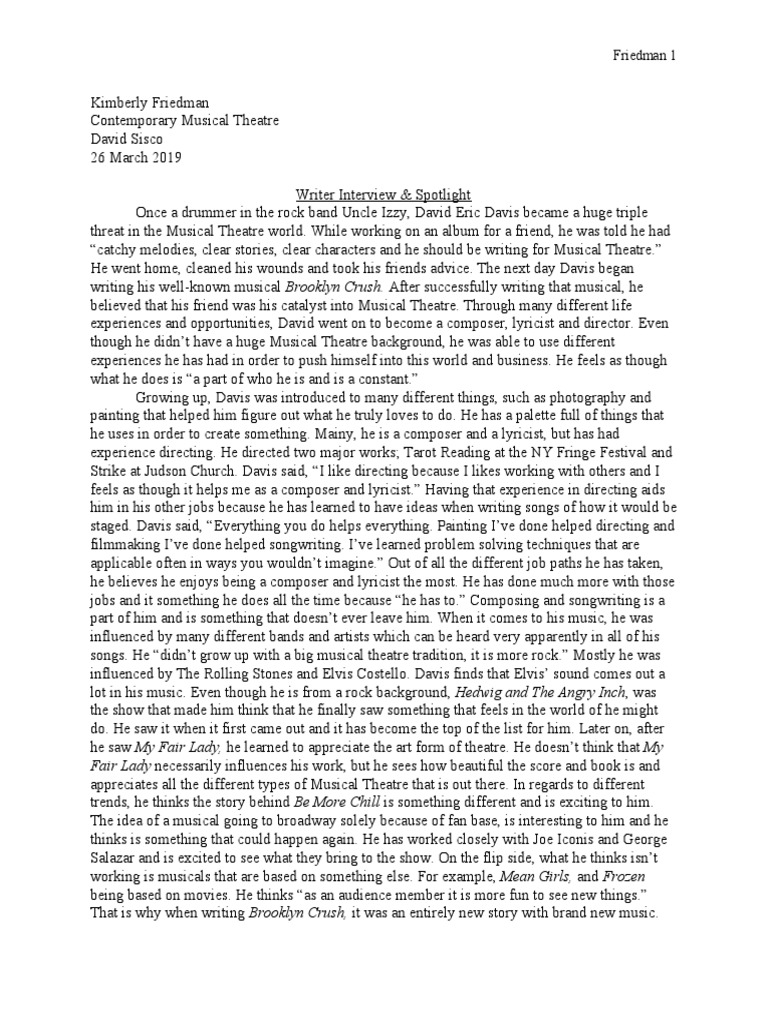 Writer Paper-2 PDF | PDF | Musical Theatre | Leisure
