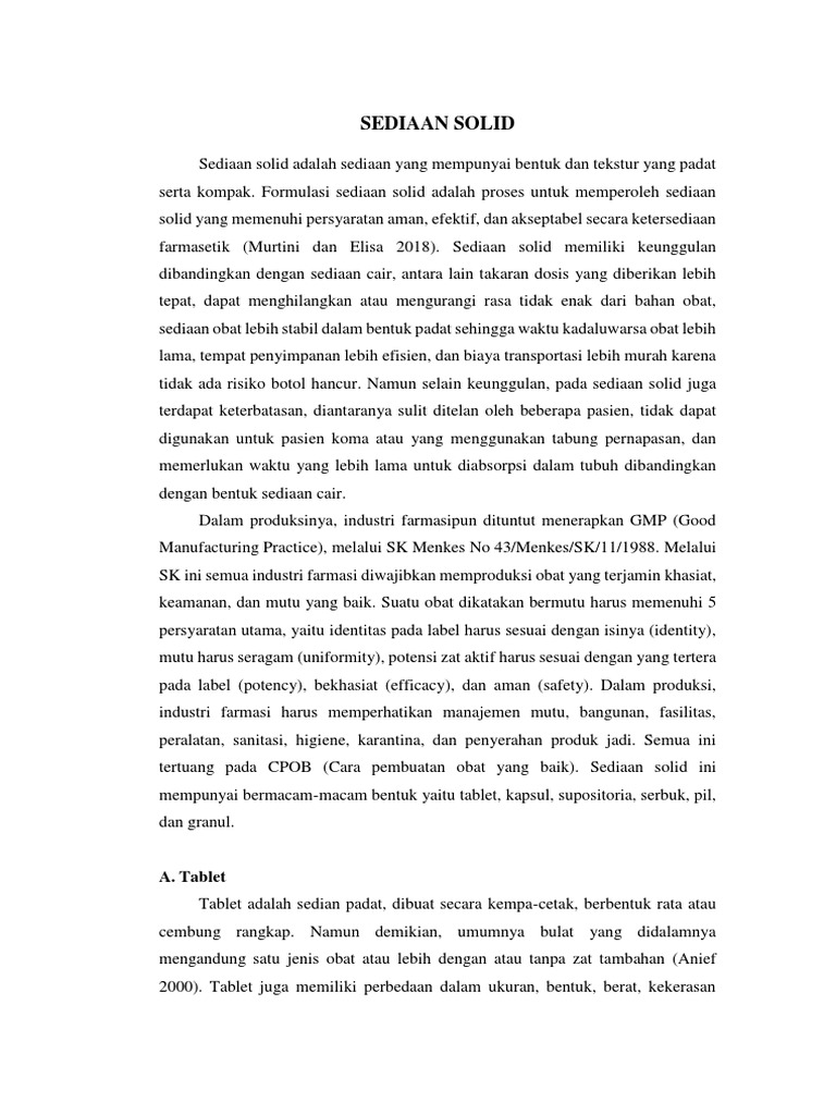 Panduan Sediaan Solid Farmasi | PDF