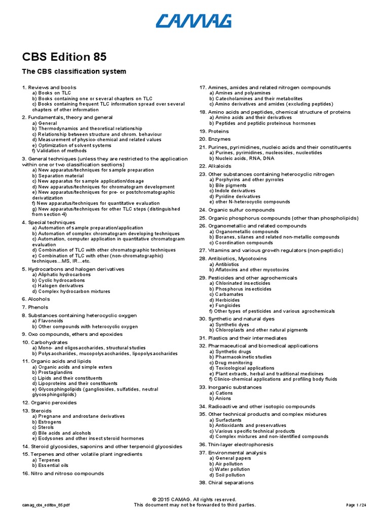 Camag Cbs Edition 85 | PDF | Thin Layer Chromatography | Nucleotides