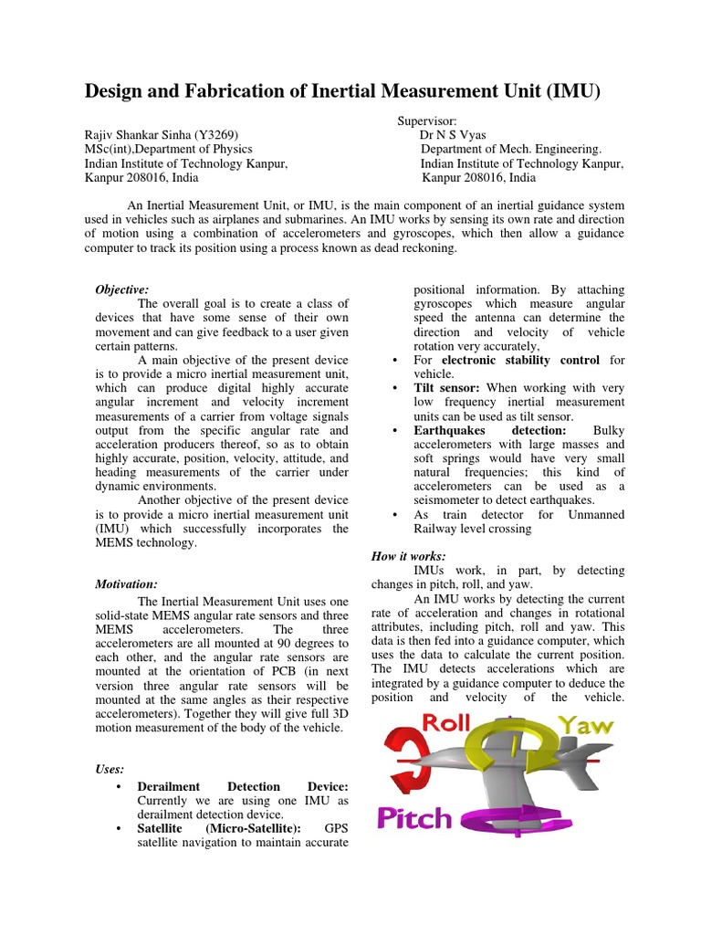 Design and Fabrication of Inertial Measurement Unit (IMU) | PDF ...