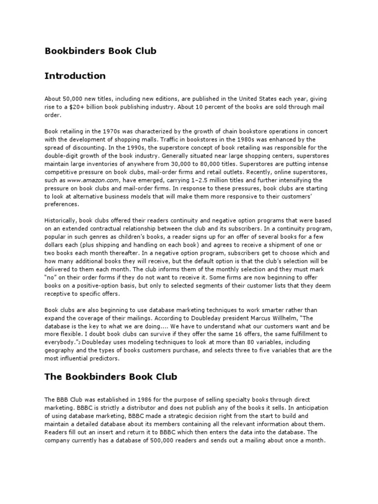 Bookbinders Book Club | PDF | Retail | Databases