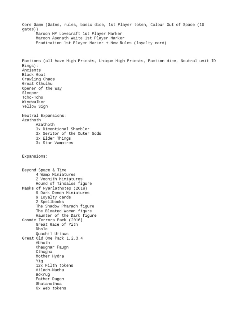 Cthulhu Wars Expansions | PDF | Fictional Life Forms | H. P. Lovecraft