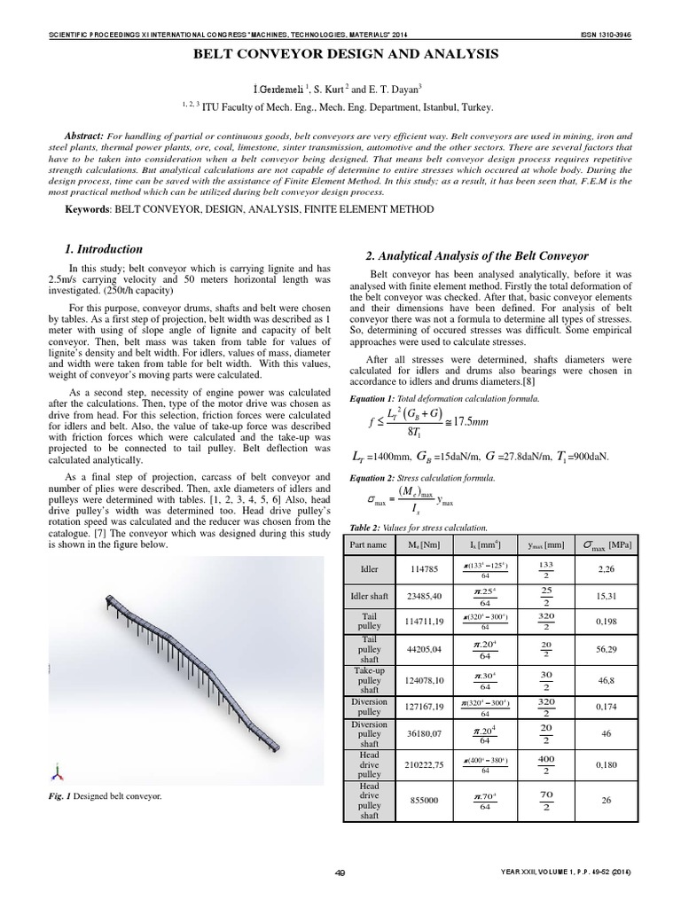 Belt Conveyor Design Using FEM Analysis | PDF | Belt (Mechanical ...