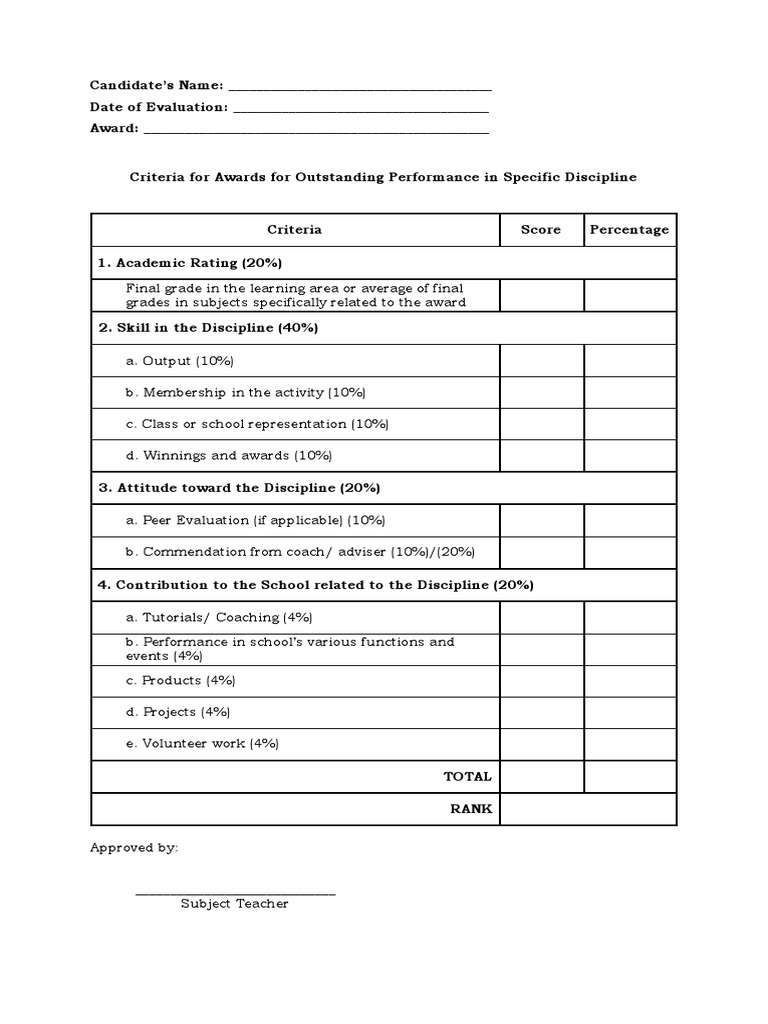 DepEd Criteria | PDF | Evaluation | Data