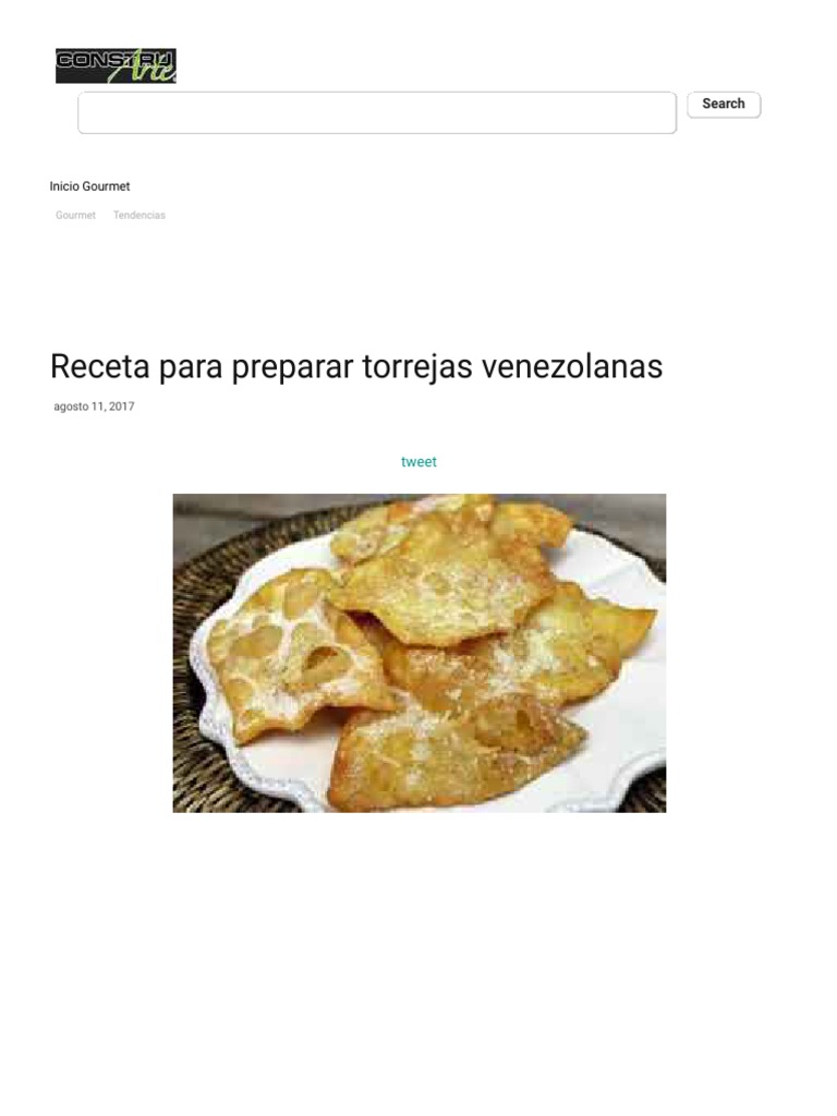 Receta para Preparar Torrejas Venezolanas - ConstruArte, C.A. | PDF ...