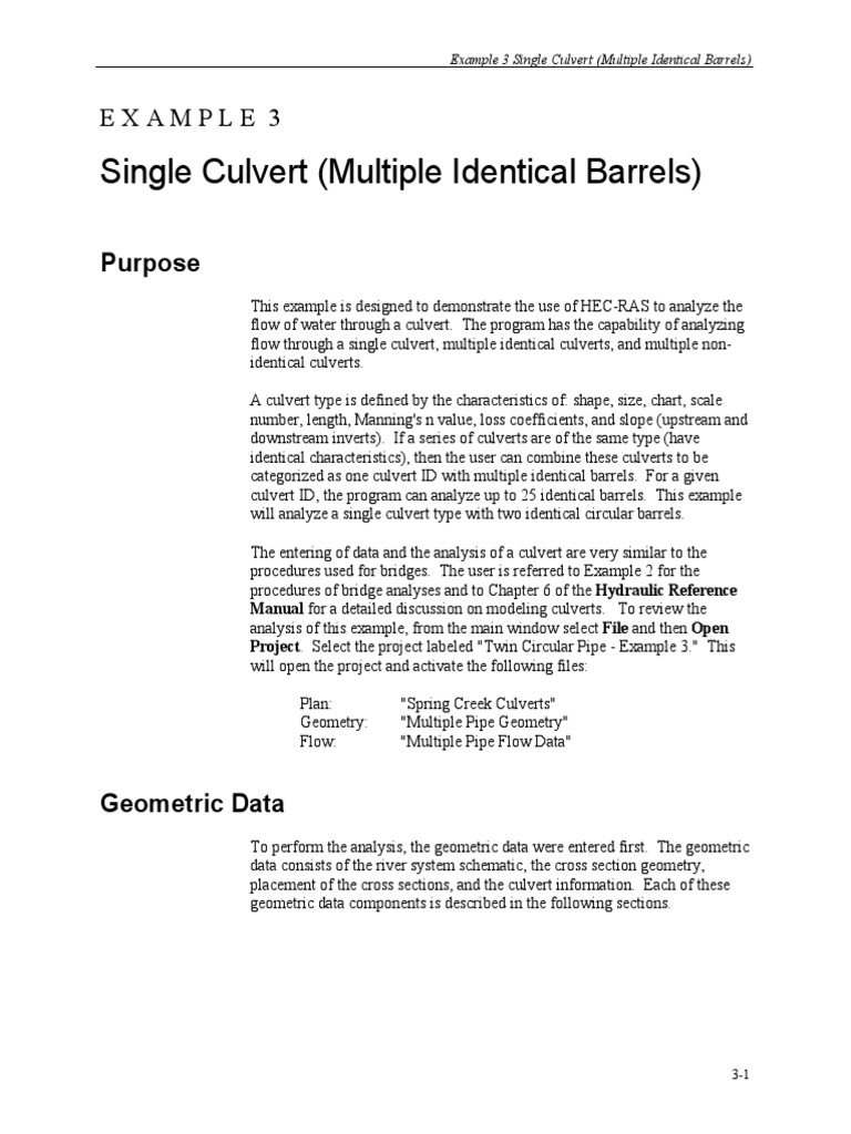 Single Culvert (Multiple Identical Barrels) : Example 3 | PDF | Civil Engineering | Teaching ...