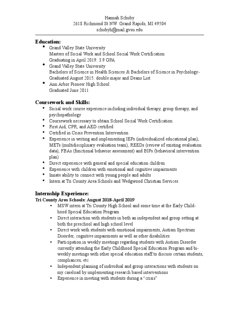 Resume 2018 2019 | PDF | Special Education | Individualized Education ...