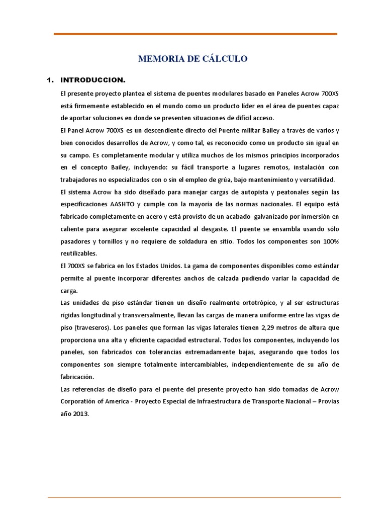 Puente Modular Acrow 700XS: Diseño y Cálculo | PDF | Puente | Tornillo