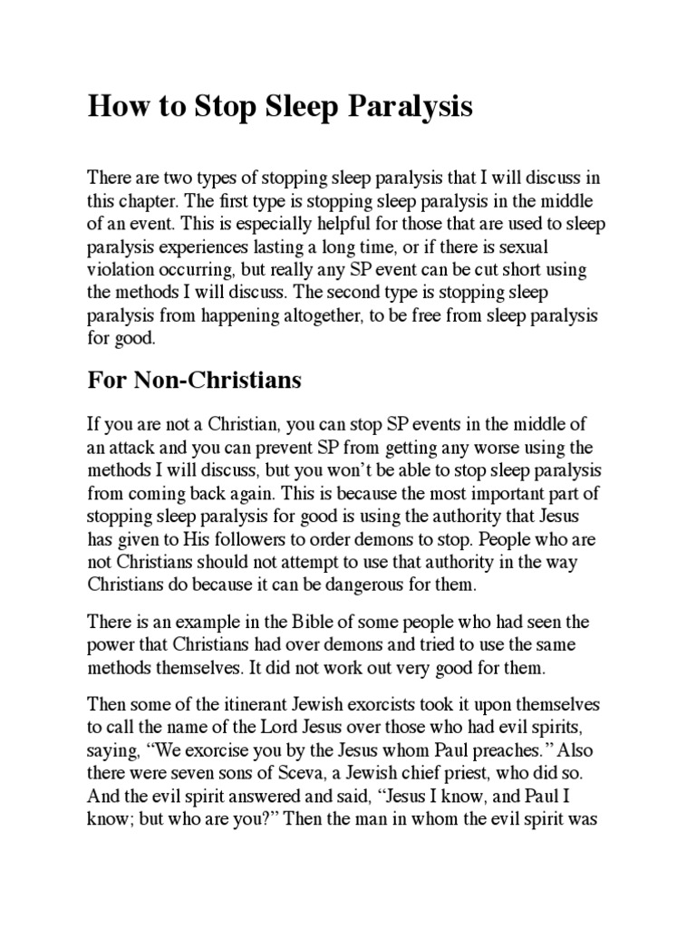 Stopping Sleep Paralysis | PDF | Prayer | Demons