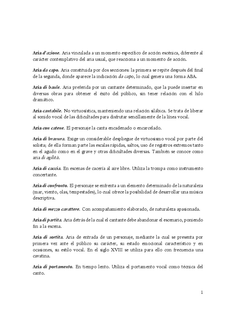 Tipos de Aria en la Ópera | PDF | Aria | Ópera