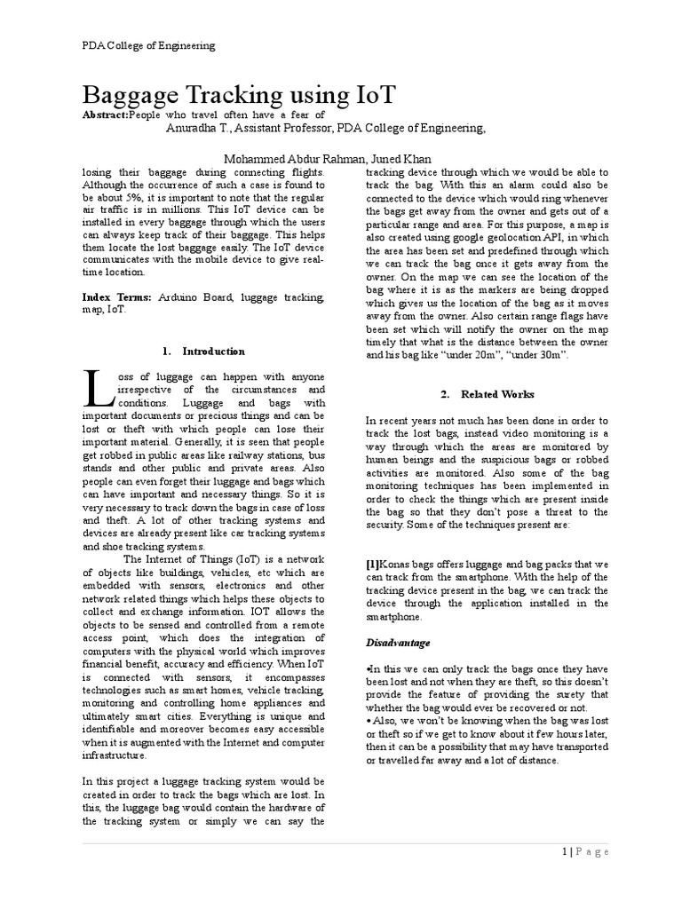 IEEE Baggage Tracking Using IoT | PDF | Internet Of Things | Baggage