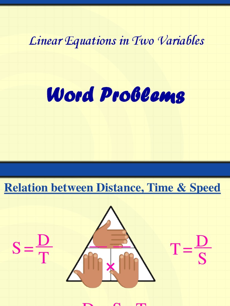 Linear Equations Word Problems | PDF | Speed | Equations
