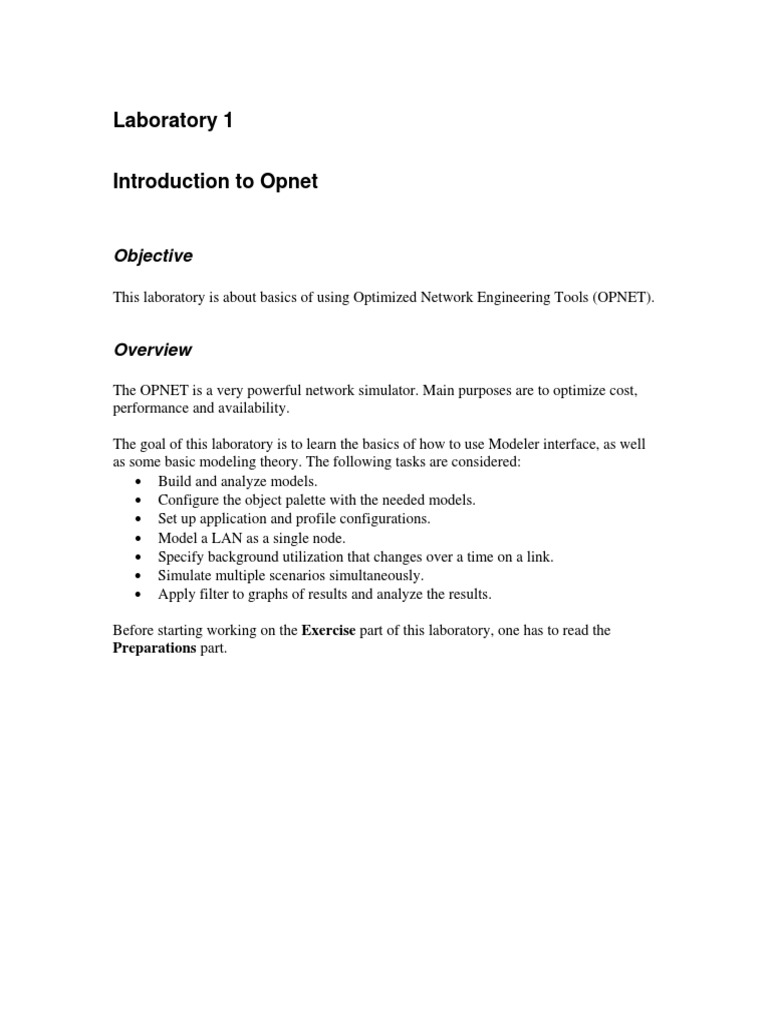 Opnet Exercise 1 | PDF | Computer Network | Telecommunications