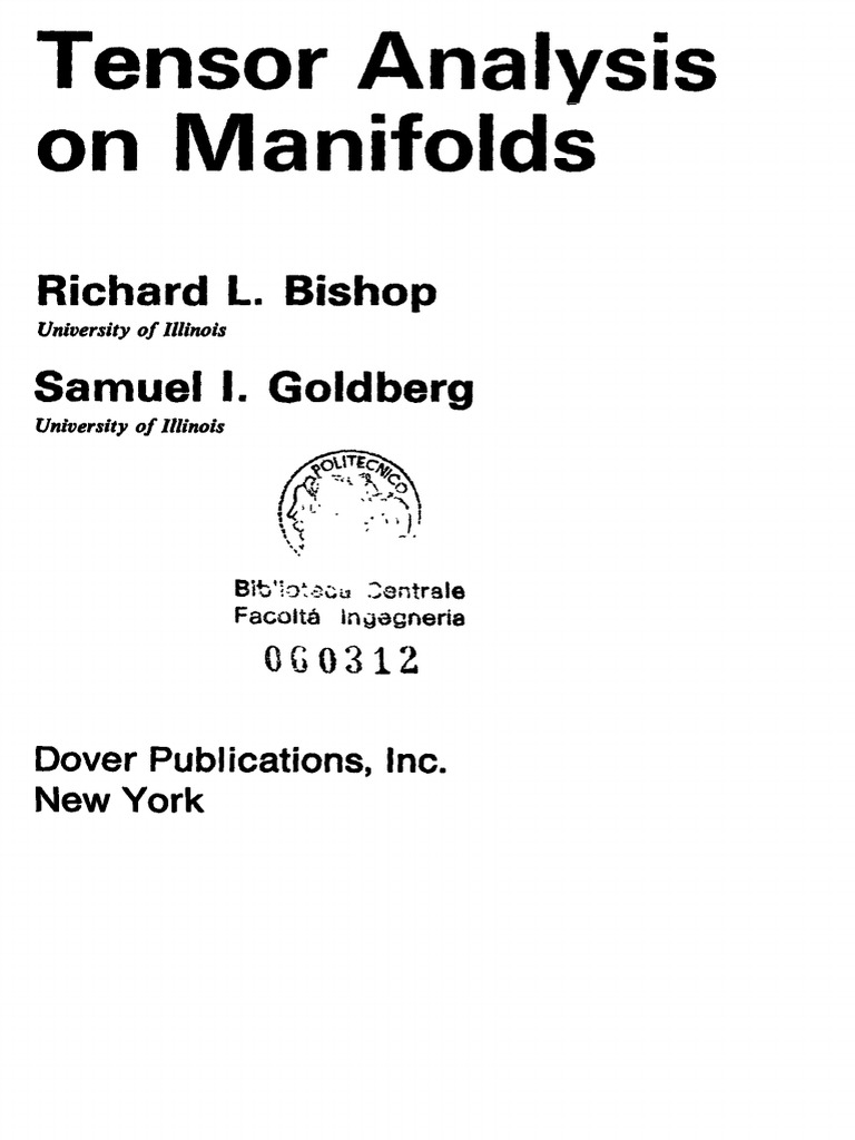 Tensor Analysis On Manifolds - Bishop, Goldberg | PDF