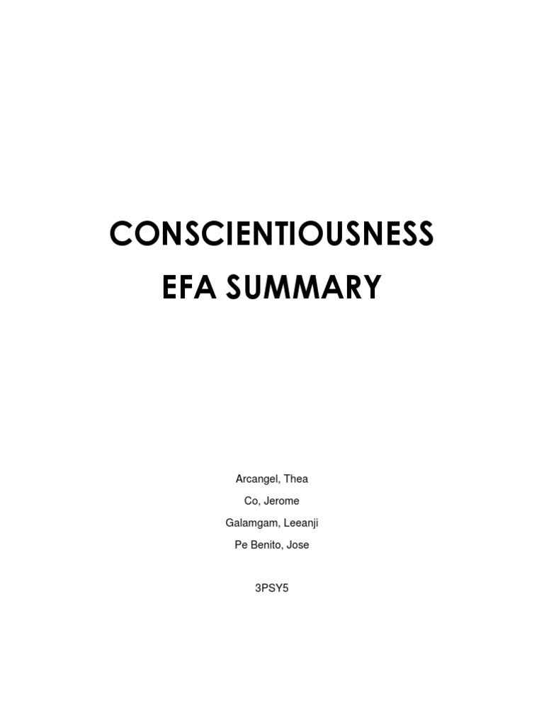 Conscientiousness Efa Summary: Arcangel, Thea Co, Jerome Galamgam ...