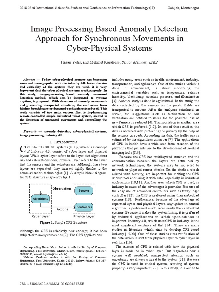 Image Processing Based Anomaly Detection Approach For Synchronous Movements in Cyber-Physical ...