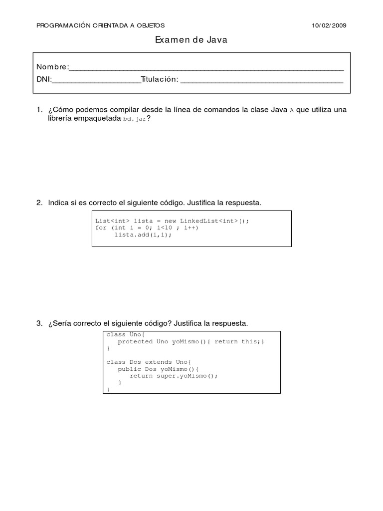 Examen Esencial de Java | PDF | Java (lenguaje de programación ...