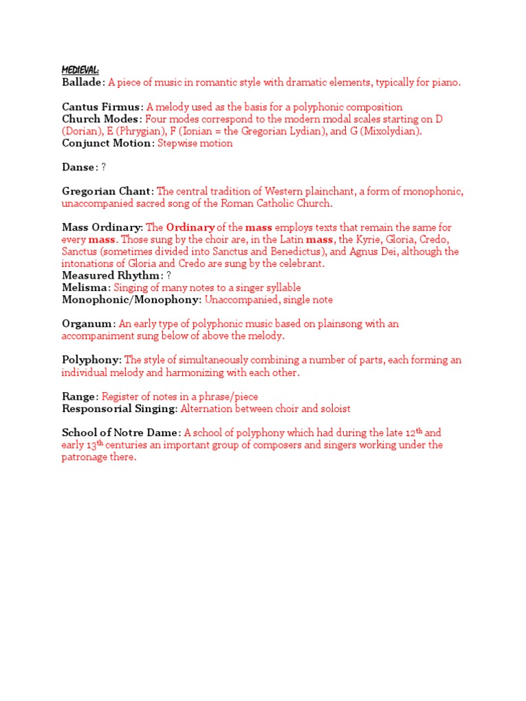 Music Glossary | PDF | Gregorian Chant | Classical Music