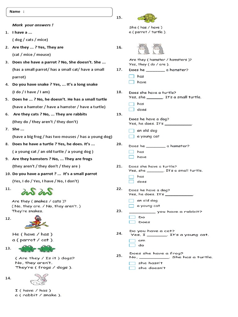 Mark Your Answers !: Name | PDF