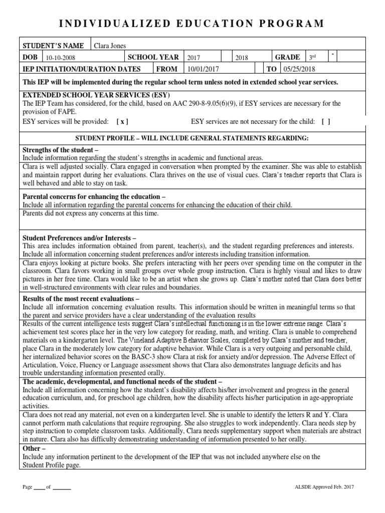 Individualized Education Program: Page of ALSDE Approved Feb. 2017 ...