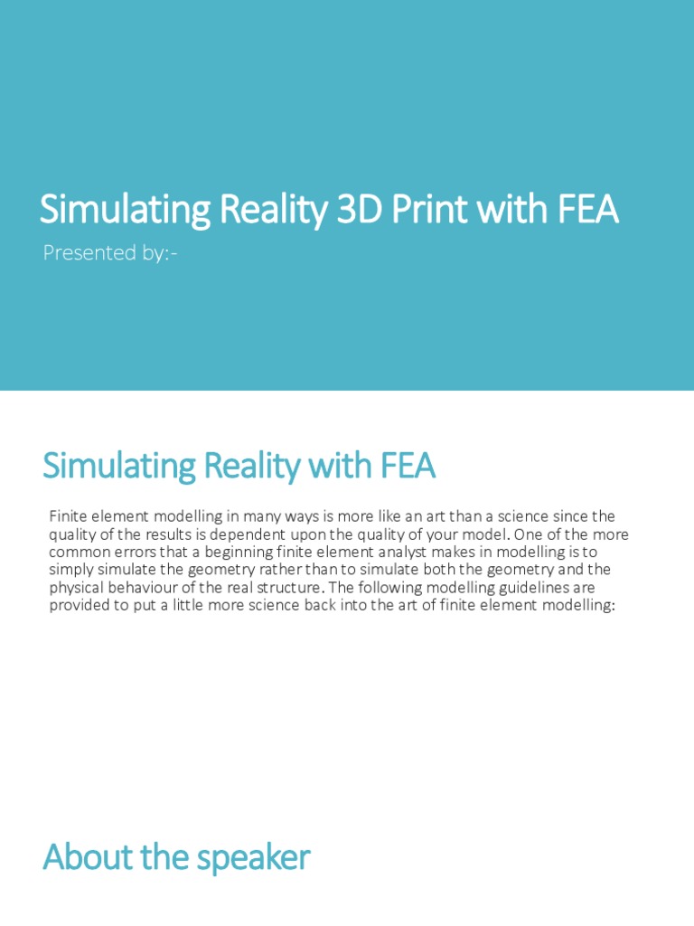 Simulating Reality 3D Print With FEA | PDF | Finite Element Method | Simulation