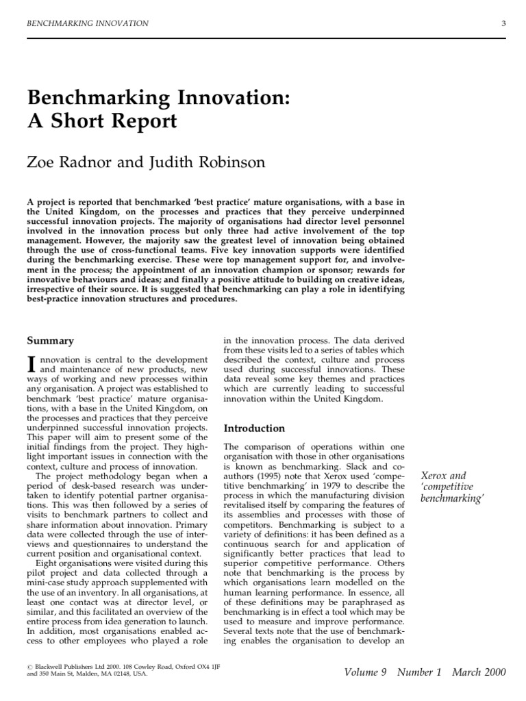 Benchmarking key practices driving successful innovation | PDF ...